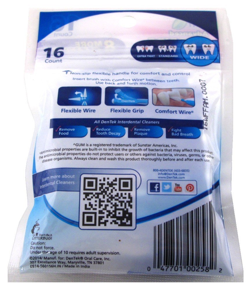 Dentek Wide Brush, 16 Count