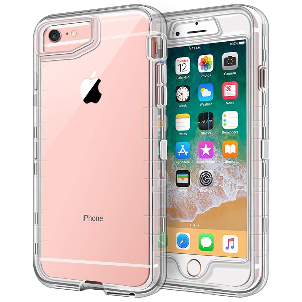 Anuck Case for iPhone 6S Case, for iPhone 6 Case (4.7 inch), Crystal Clear 3 in 1 Heavy Duty Defender Case Shockproof Full-Body Protective Case Hard PC Shell & Soft TPU Bumper Cover - Clear