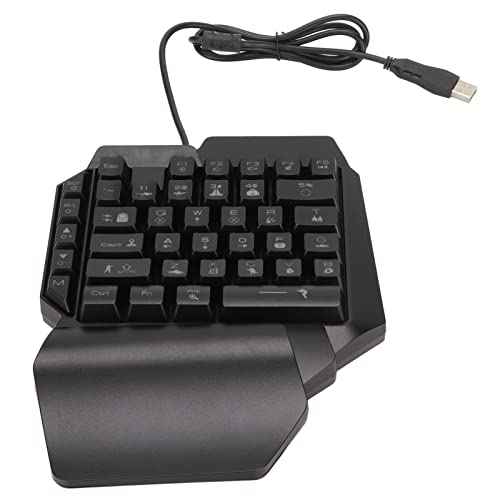 Acogedor One Hand RGB Gaming Keyboard, USB Wired 39 Keys LED Luminous Ergonomic Mechanical Feeling Keyboard with Anti Slip Pad, Plug and Play