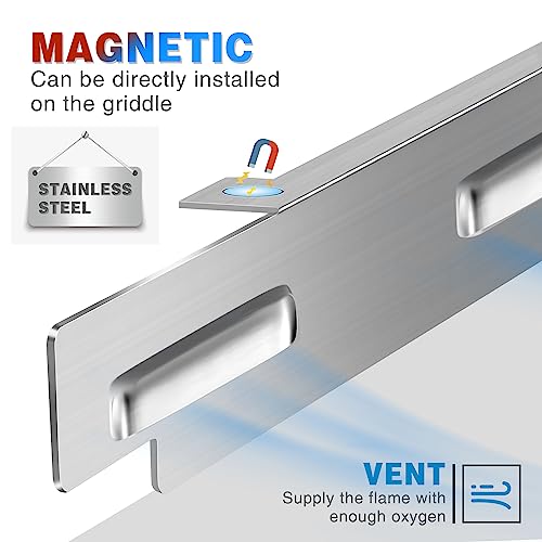 Wind Guard for Blackstone 28 Inch Griddle, Blackstone Griddle Accessories for Outdoor Barbecue, Magnetic Stainless Steel Wind Screen, Compatible with Rear Grease Cup, Hood and Side Shelf, Silver