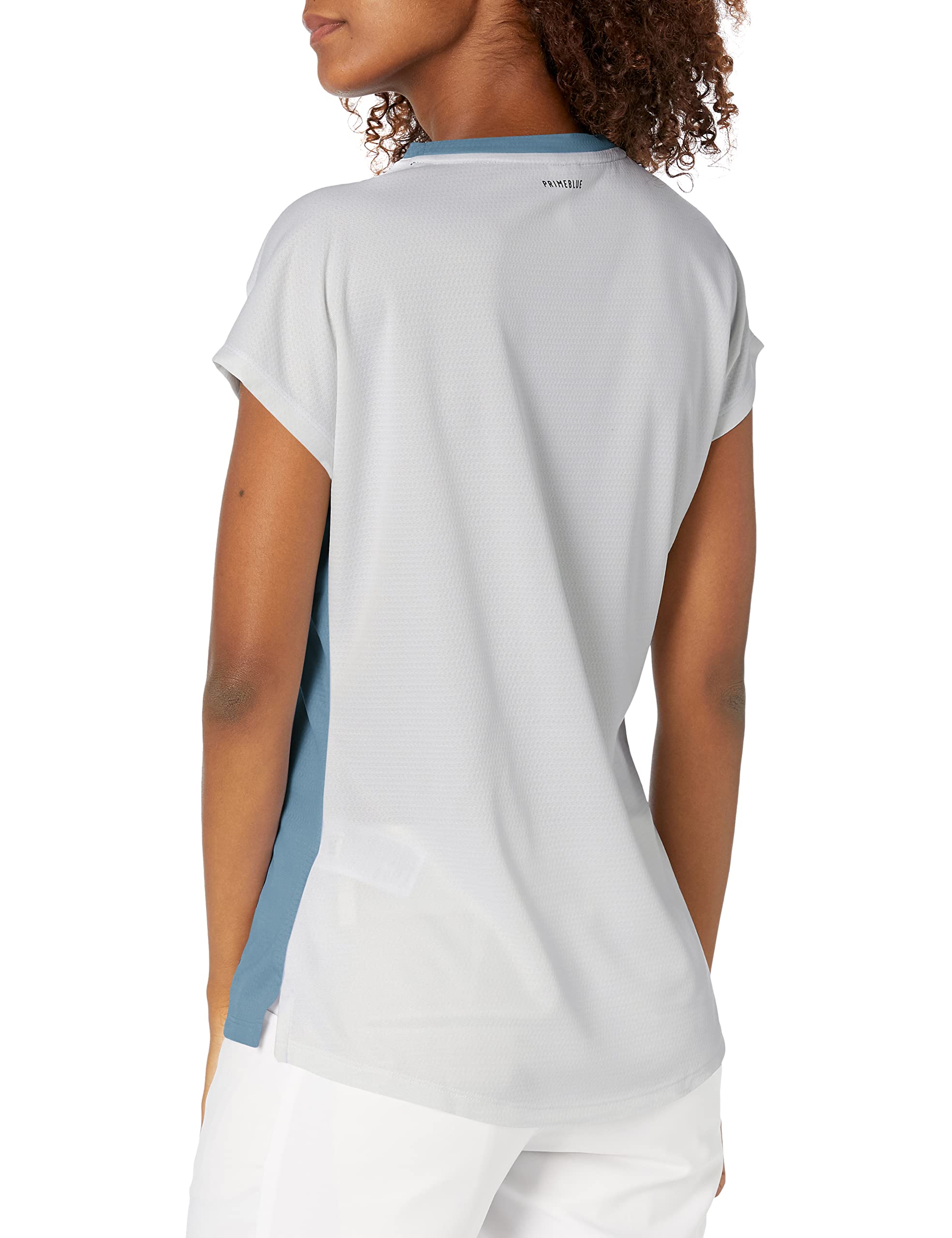 adidas Women's Standard Colorblock Primeblue Heat.RDY Polo Shirt, Ambient Sky, Large