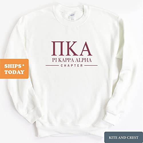 Pi Kappa Alpha Sweatshirt - PIKE Basic Lined Crewneck Sweatshirt White