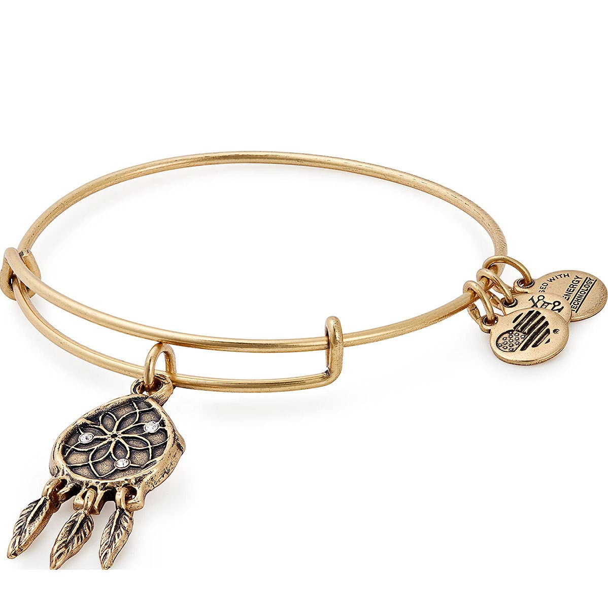 Alex and Ani Path of Symbols Expandable Bangle for Women, Dreamcatcher Charm, Rafaelian Silver Finish, 2 to 3.5 in