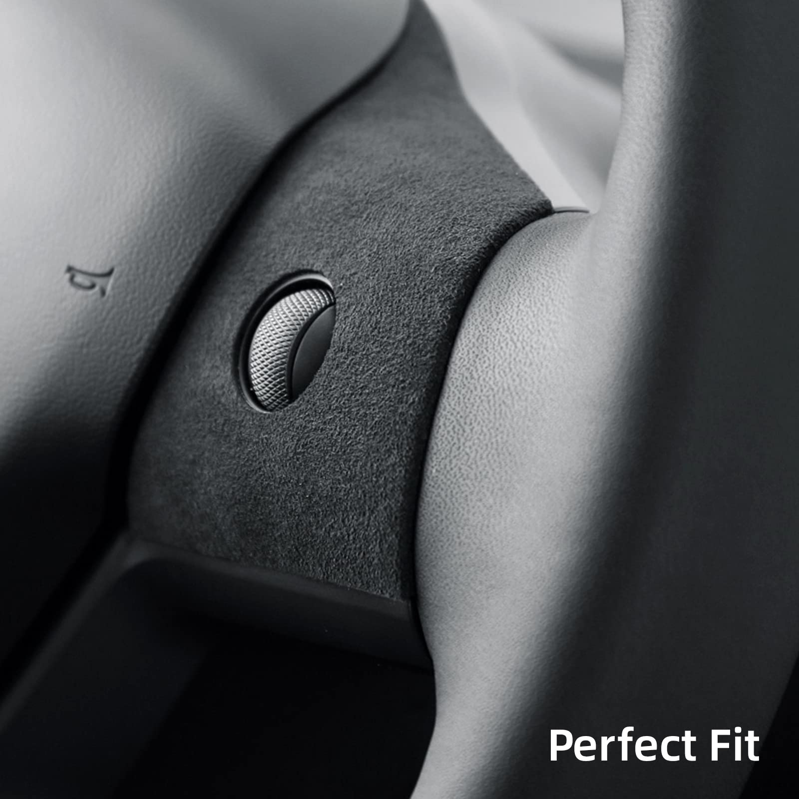 Alfanxi Interior Steering Wheel Cover Trim Alcantara Material Compatible with Tesla Model 3/Model Y
