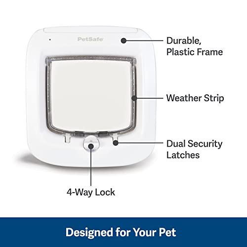 PetSafe Microchip Cat Door, Exterior or Interior Pet Door - Multi-User RFID Access Up To 40 Pets, 4-Way Locking, Weatherproof, DIY Easy Install, Hardware Kit; Privacy for Cat Litter Box or Pet Feeder