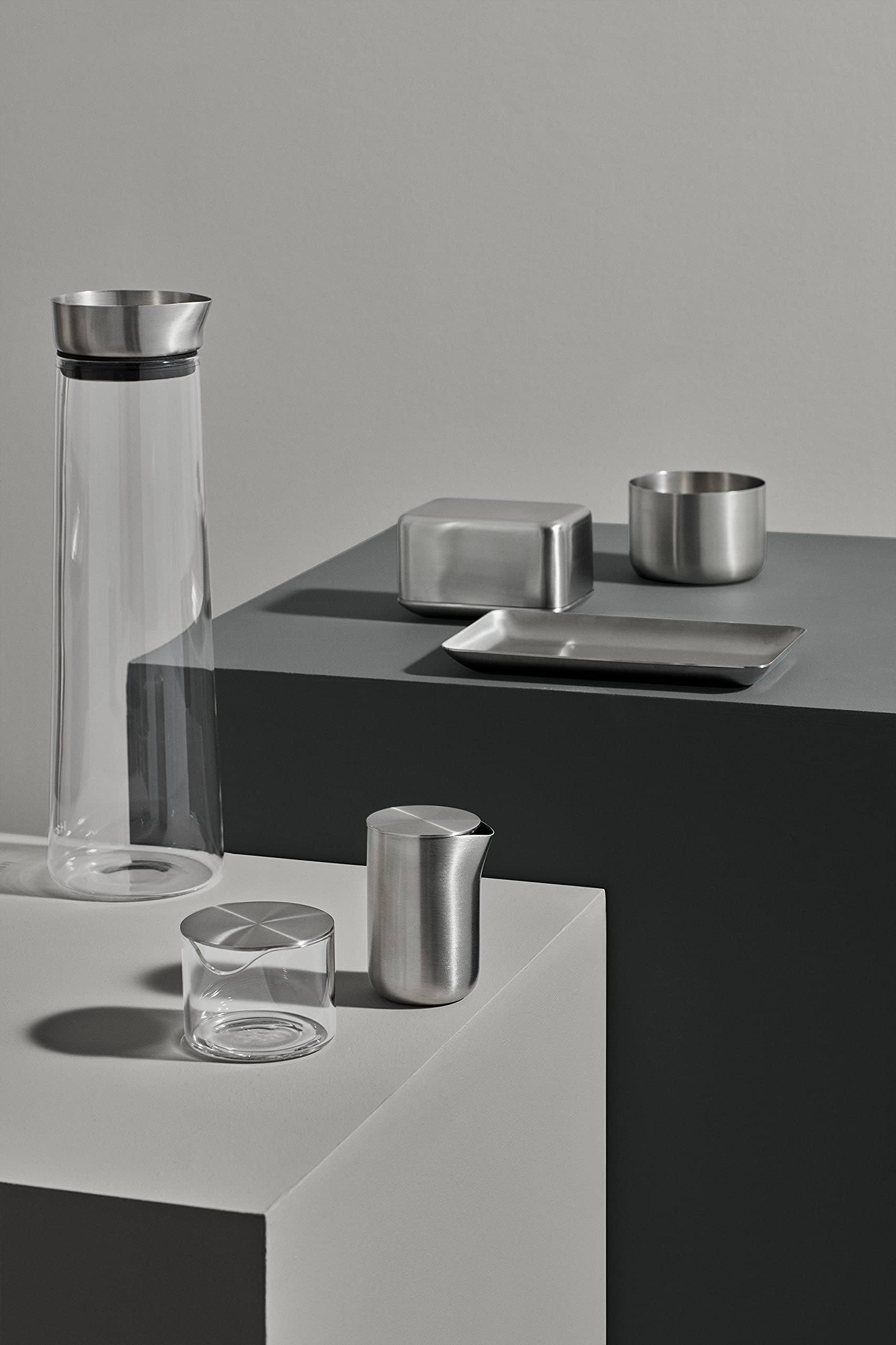 Blomus Basic Milk Container with Lid, 9.7 x 6.6 x 7.5 cm, Brushed Stainless Steel