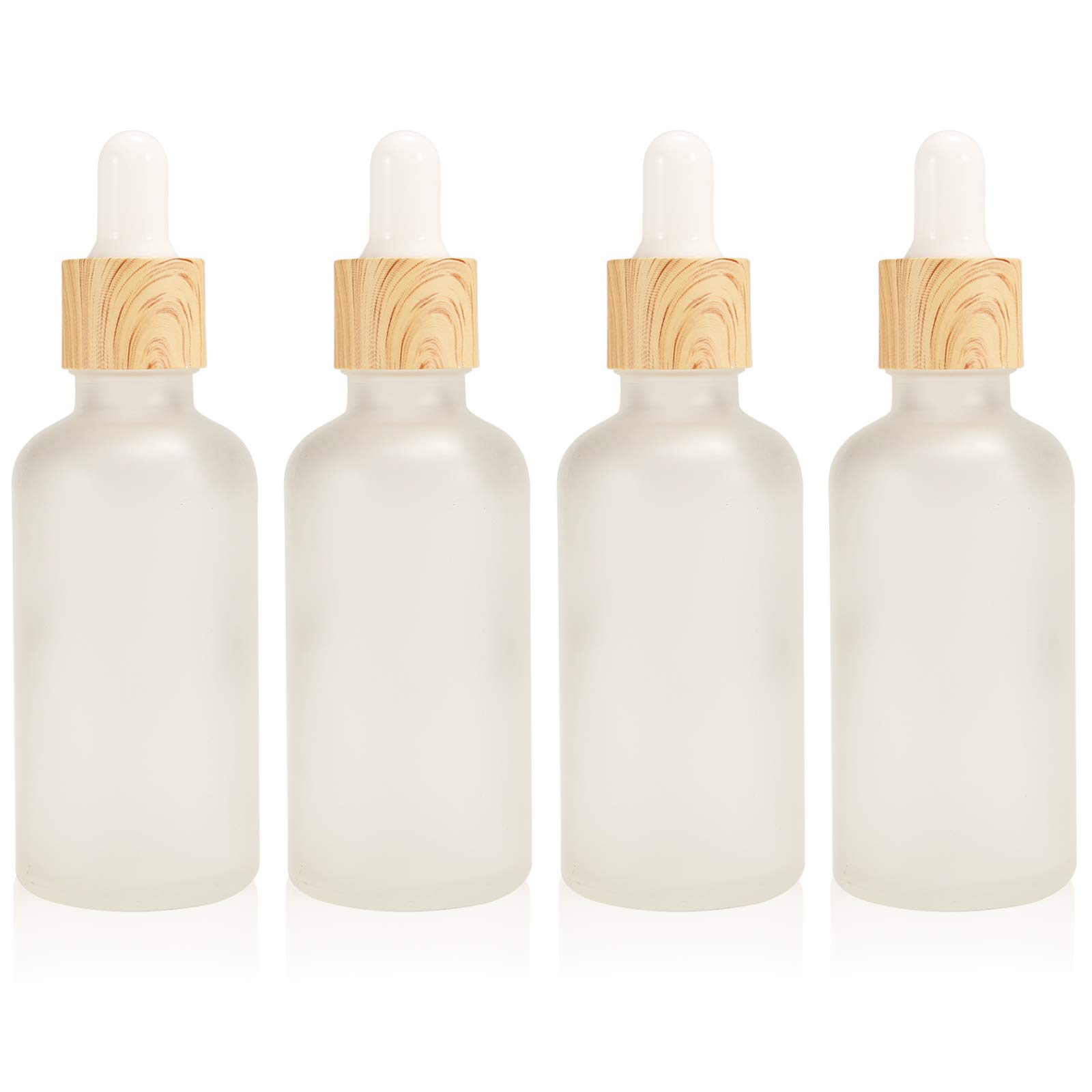 AMMAX Gemice 4 Pack Frosted Glass Dropper Bottles, Essential Oil Bottles With Eye Dropper Lids Perfume Sample Vials Essence Liquid Cosmetic Containers