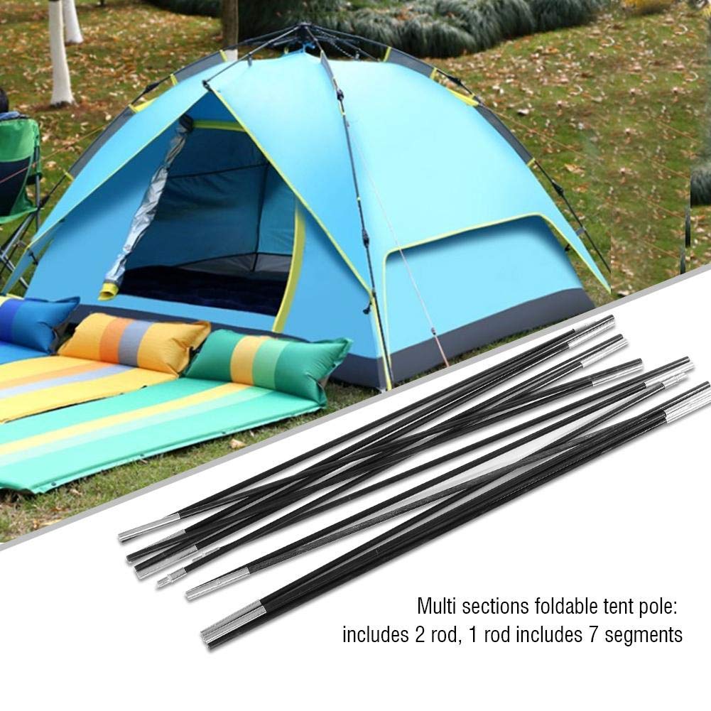 Alomejor Tent Pole Fiberglass Portable Awning Poles Foldable Support Rods for Hammocks Shelters Camping