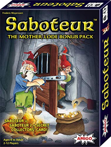Amigo Games Saboteur The Mother Lode Bonus Pack Strategy Card Game â Includes Saboteur, Saboteur 2 & Secret Collectorsâ Card â Perfect for Family Game Nights for Kids & Adults Age 8 & Older