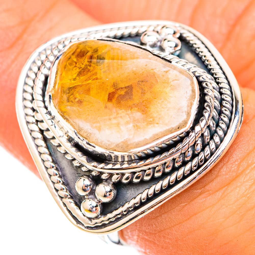 Ana Silver Co Rough Citrine 925 Sterling Silver Ring Size 6.5 - Handmade Jewelry, Bohemian, Vintage RING118982