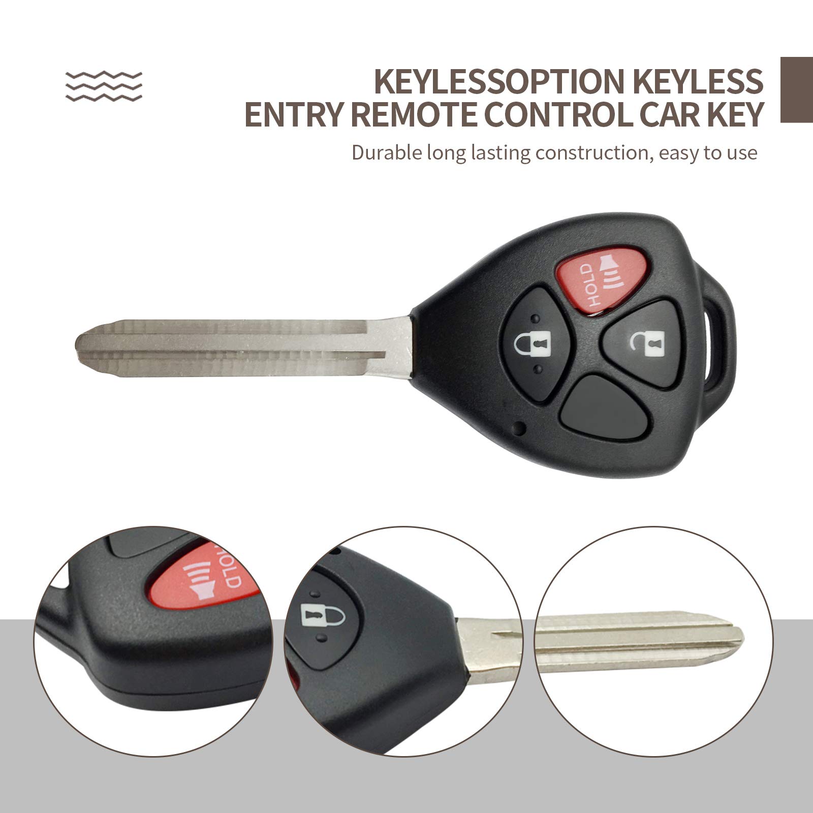 Anxingo Car Key Fob Remote Case Replacement for Toyota Scion HYQ12BBY GQ4-29T MOZB41TG Uncut Key Fob Shell Button Pad