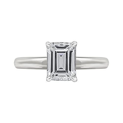 Amazon Essentials Platinum Plated Sterling Silver Infinite Elements Cubic Zirconia 1.5cttw Cushion Solitaire Engagement Ring, Size 9, (previously Amazon Collection)