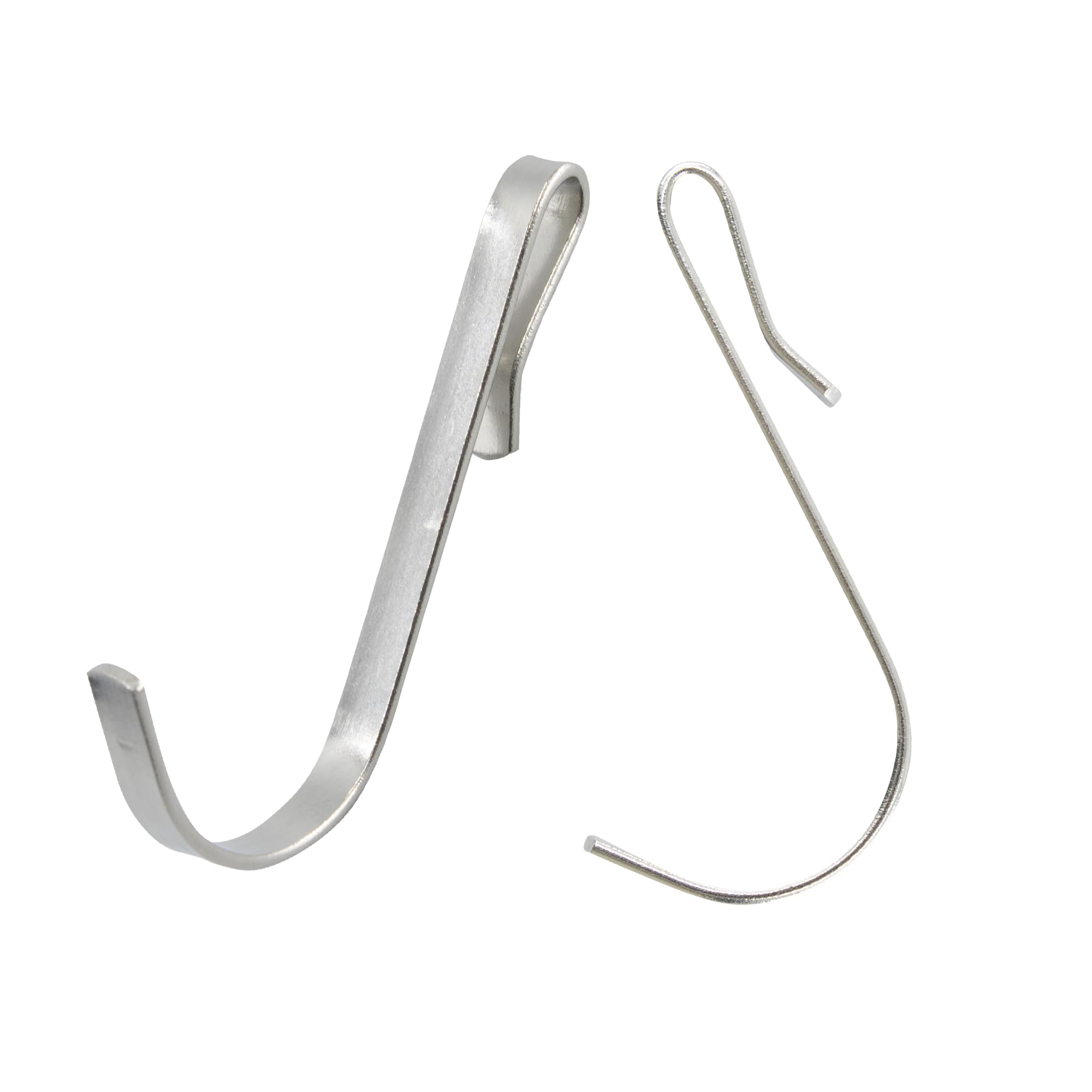 AUXBC 20Pcs J Shaped Hook Stainless Steel Hanger Hooks Clip-on Hook Wire Rack Hook Hanging Sink Grid Hook Shelf Hooks for Kitchen Bedroom Office, Silver