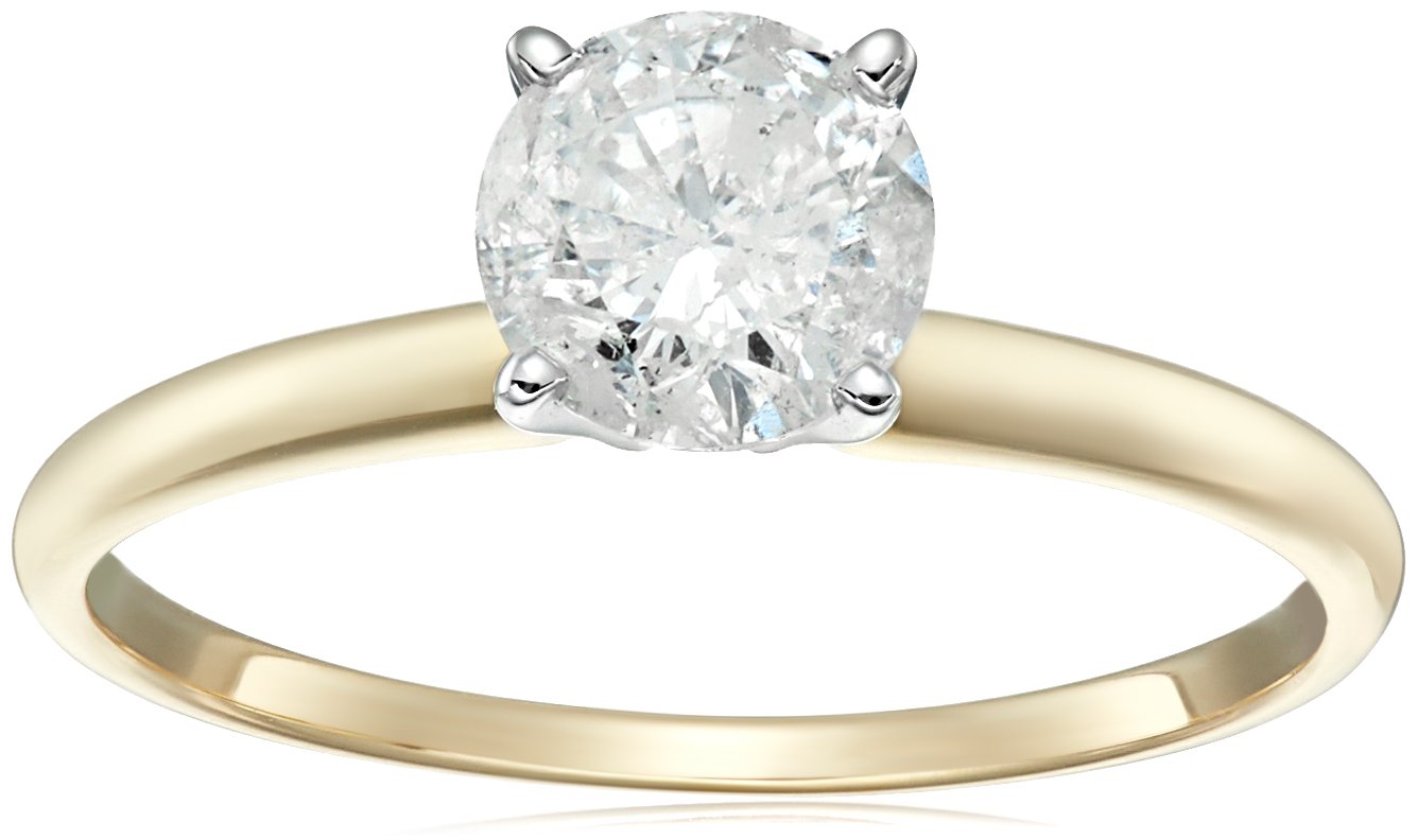 Amazon Essentials 14k Round Solitaire Yellow Gold Engagement Ring (1/2cttw, H-I Color, I3 Clarity), Size 8, (previously Amazon Collection)