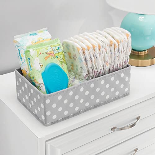 mDesign Fabric Drawer Organizer Bins, Kids/Baby Nursery Dresser, Closet, Shelf, Playroom Organization, Hold Clothes, Toys, Diapers, Bibs, Blankets, 6 Pack - Gray/White Polka Dot