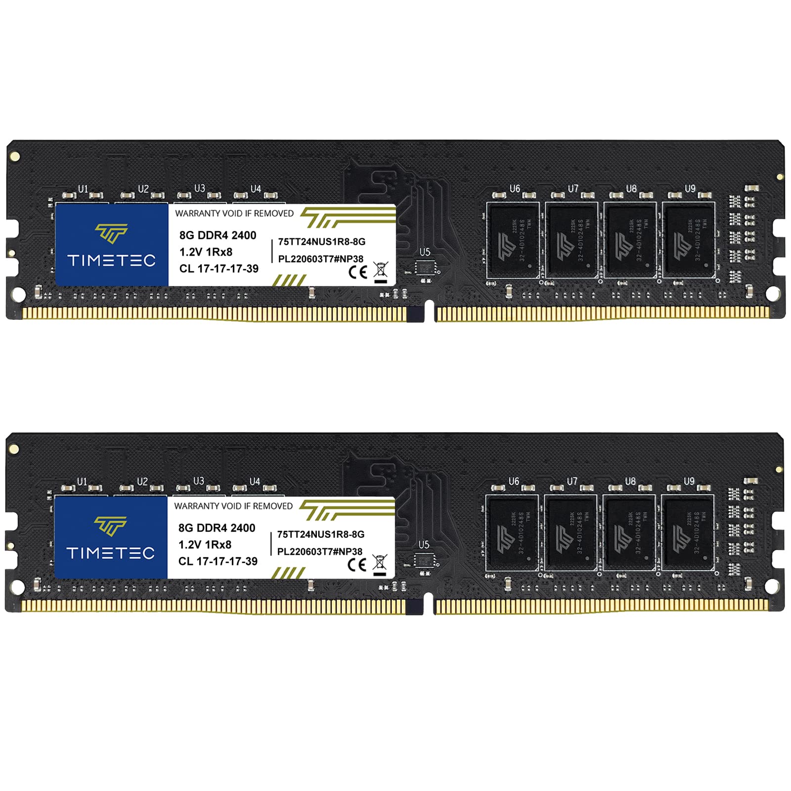 Timetec 16GB KIT(2x8GB) DDR4 2400MHz PC4-19200 Non-ECC Unbuffered 1.2V CL17 1Rx8 Single Rank 288 Pin UDIMM Desktop PC Computer Memory RAM Module Upgrade (16GB KIT(2x8GB))