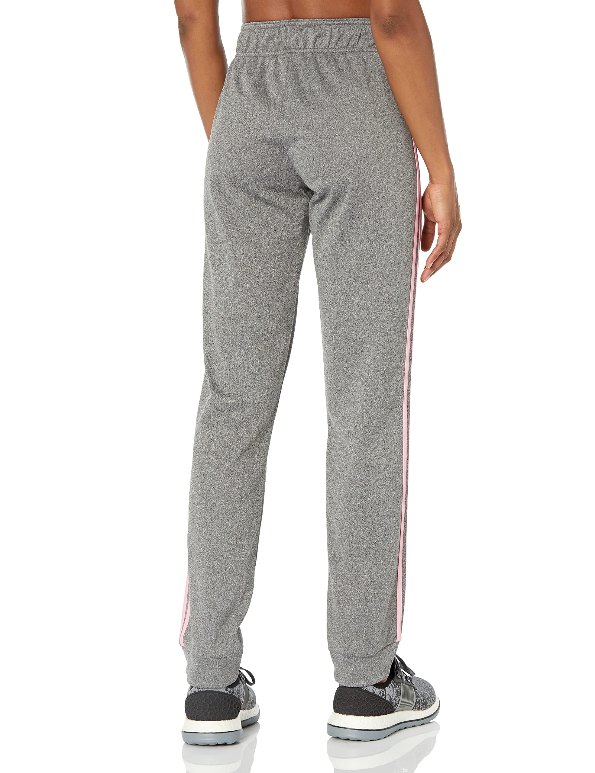 adidas Women's Warm-Up Tricot Regular Tapered 3-Stripes Track Pants, Grey Melange, Large