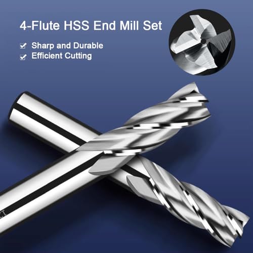 ASNOMY 10pcs 4-Flute End Mill Set, Metric CNC Milling Cutter Drill Bits Router Bits Cutter Tool Set for Wood Aluminum Steel Titanium, Straight Shank 2-12mm