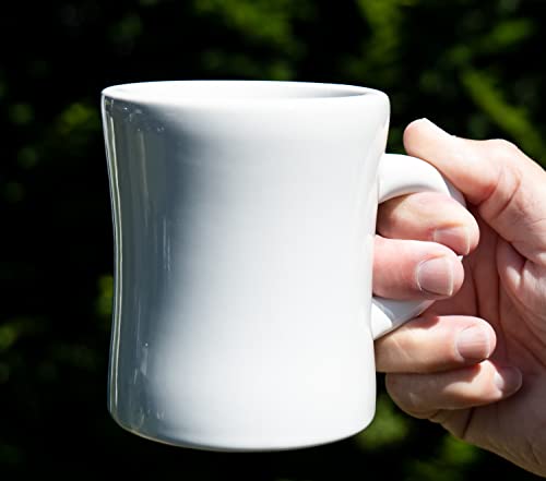 Culver 10-Ounce Ceramic Retro Diner Style Heavyweight Restaurant Mug, Two-finger C-handle (White, 1)