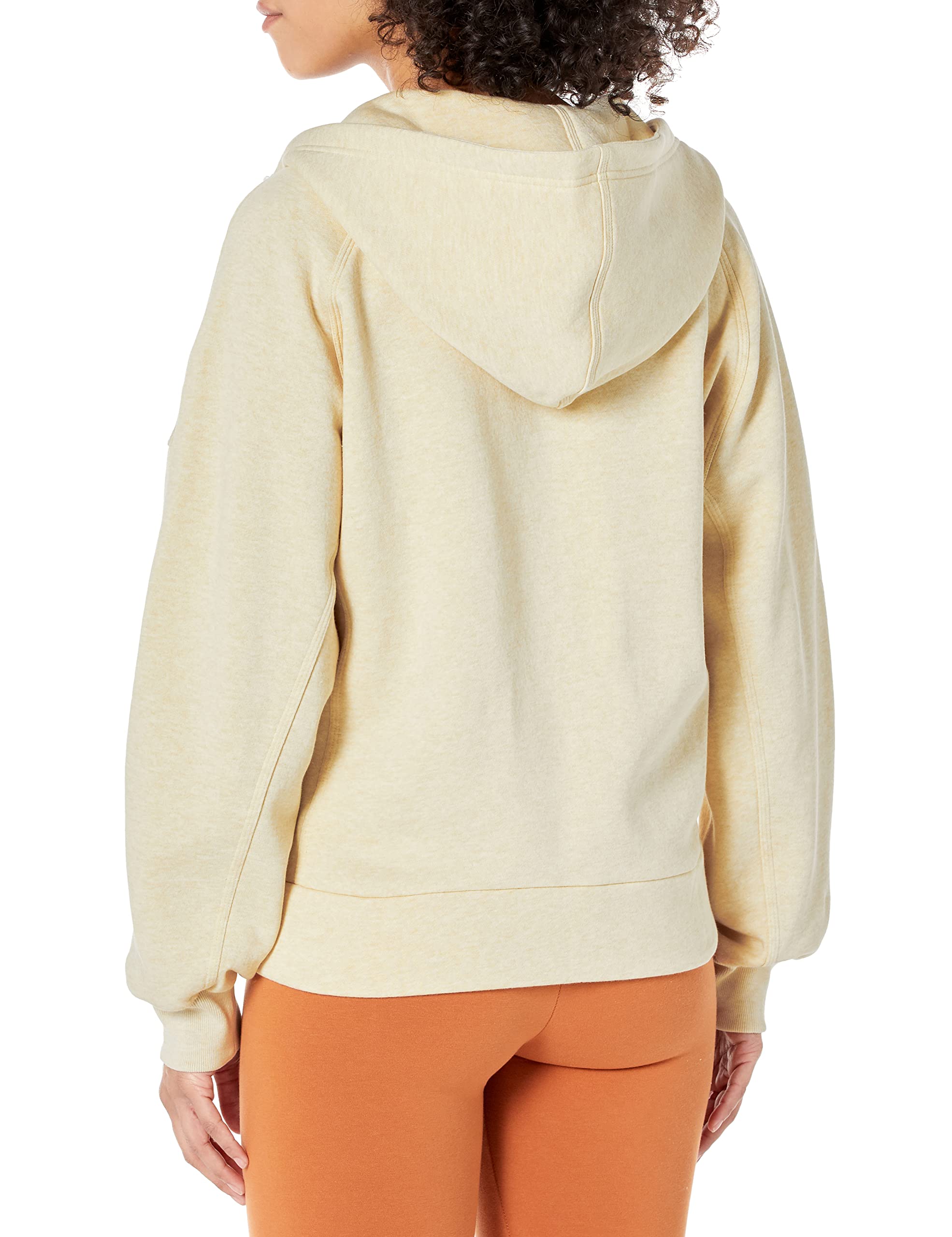 adidas Women's Studio Lounge Fleece Hooded Fullzip, Botanic Beige Melange, Large