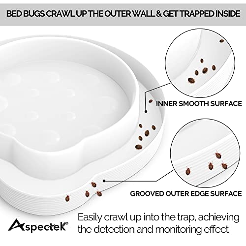 ASPECTEK Bed Bug Trap, Bed Bug Interceptor-Pack of 8. Insect Trap, Safe Eco Friendly, Bed Bug Eliminator (White)
