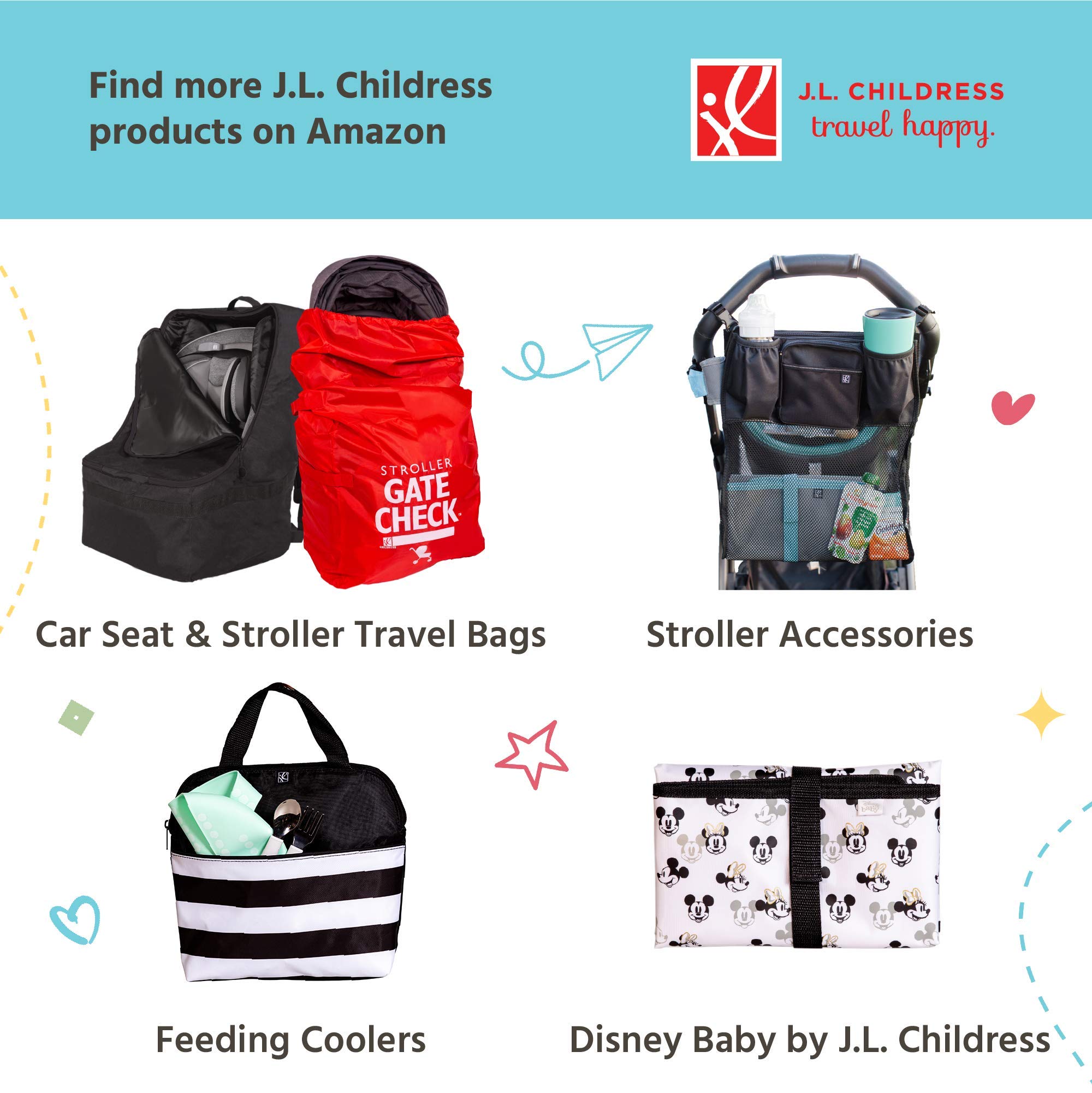 J.L. Childress Pockets 'N Pad Portable Diaper Changing Station for Your Car - Detachable, Foldable, Extra-Large, Extra-Long Changing Pad for Travel, 36" x 18" - Storage Pockets- Black