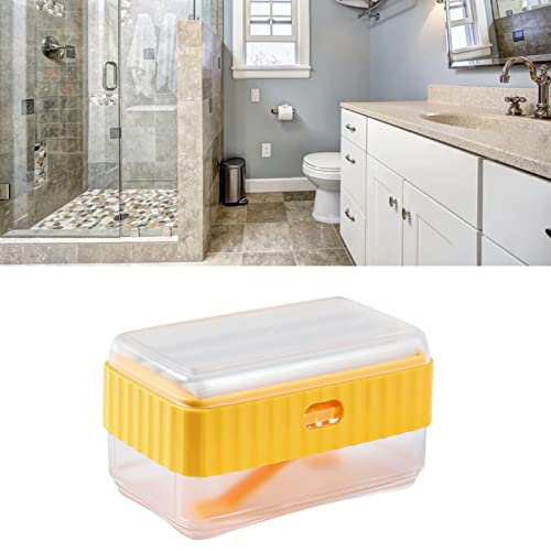 AMONIDA Box, Drainage Plastic Lathering Multifunctional Tray for Bathroom (Yellow)