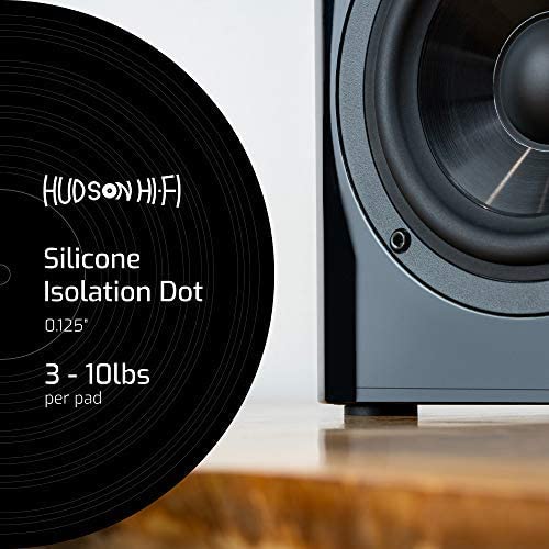 Hudson Hi–Fi 1" Platinum Silicone Isolation Dot, Non-Skid Isolation Feet with Adhesive - 20 Duro - 16 Pack