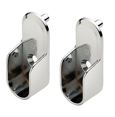 Home750-Oval Closet Rod End Supports w/Rear Facing 5mm Pins - 15mm x 30mm - Polished Chrome Finish - Set of 4