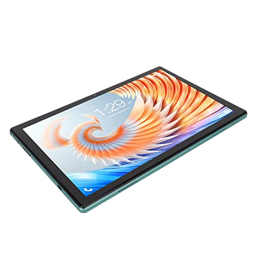 AMONIDA HD Tablet, Green Dual Camera Gaming Tablet Octa Core CPU 2 Card Slots 10.1 Inch FHD for Business (US Plug)