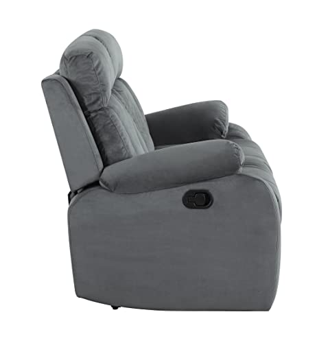 Blackjack Furniture Elton Microfiber Reclining Modern Living Room Loveseat, Sofa, Gray