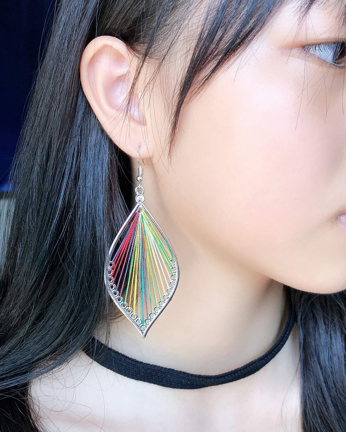 Earrings for Women Colorful Layered Tassel Earrings Bohemian Dangle Drop Tiered Tassel Druzy Stud Earrings Women Gifts
