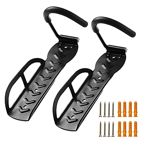 HOMEE Bike Rack Garage 2 Pack Bike Wall Mount Vertical Bike Hooks Storage System Wall Mount Bike Hanger for Garage Indoor Shed-Easy to install Use-Heavy Duty Holds up to 65 lb with Screws
