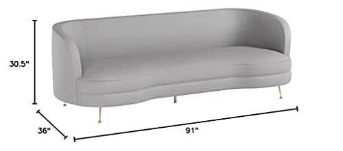 TOV Furniture Flare Modern Glam Curved Living Room Sofa, 91", Cream