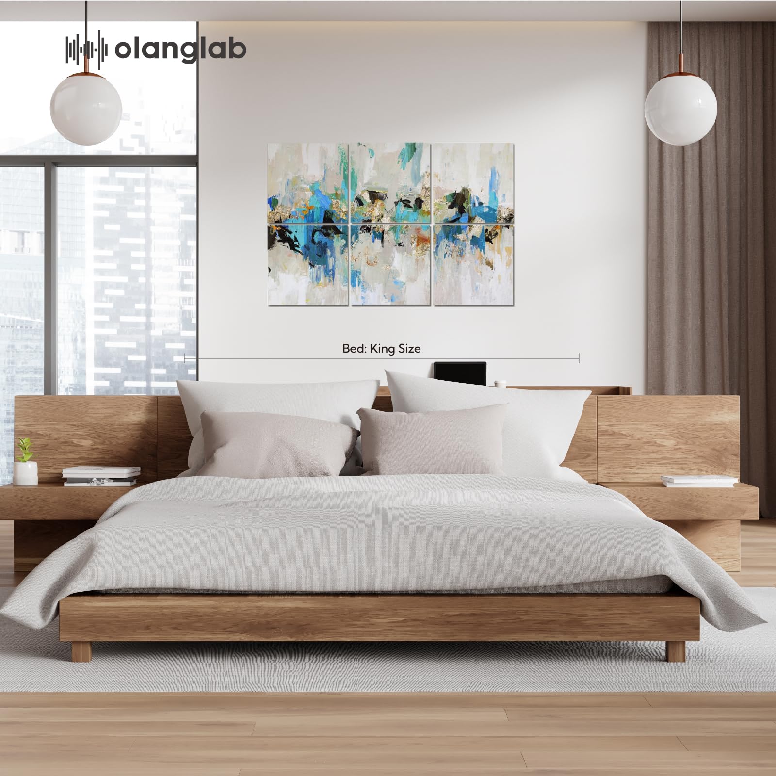 Olanglab Art Acoustic Panels,6 Pack 48''x32'' Acoustical Soundproof Wall Panels Sound Absorbing, Decorative Sound proofing,Sound Absorbing Panels, Studio Acoustic Treatment (Small Size)