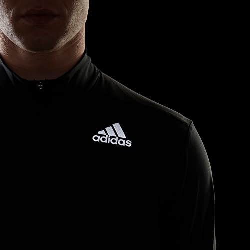 adidas Men's Own The Run Half-Zip Long Sleeve Tee, Black, X-Large