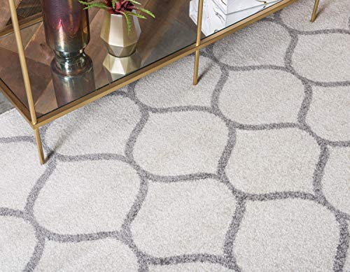 Unique Loom Trellis Frieze Collection Area Rug - Rounded (5' 1" x 8', Ivory/ Gray)