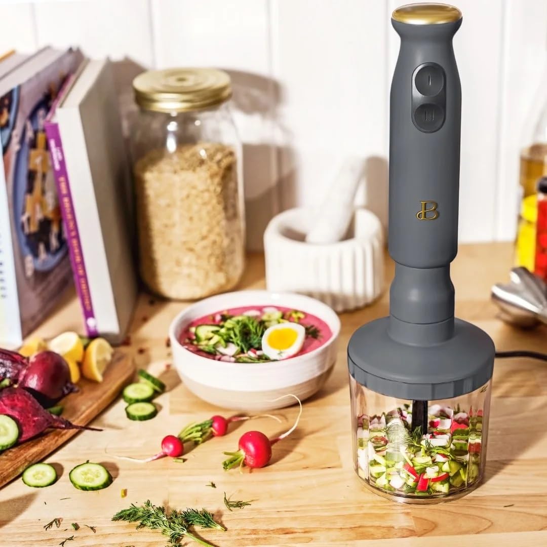 Beautiful 2-Speed Immersion Blender with Chopper & Measuring Cup by Drew Barrymore (Lavender)