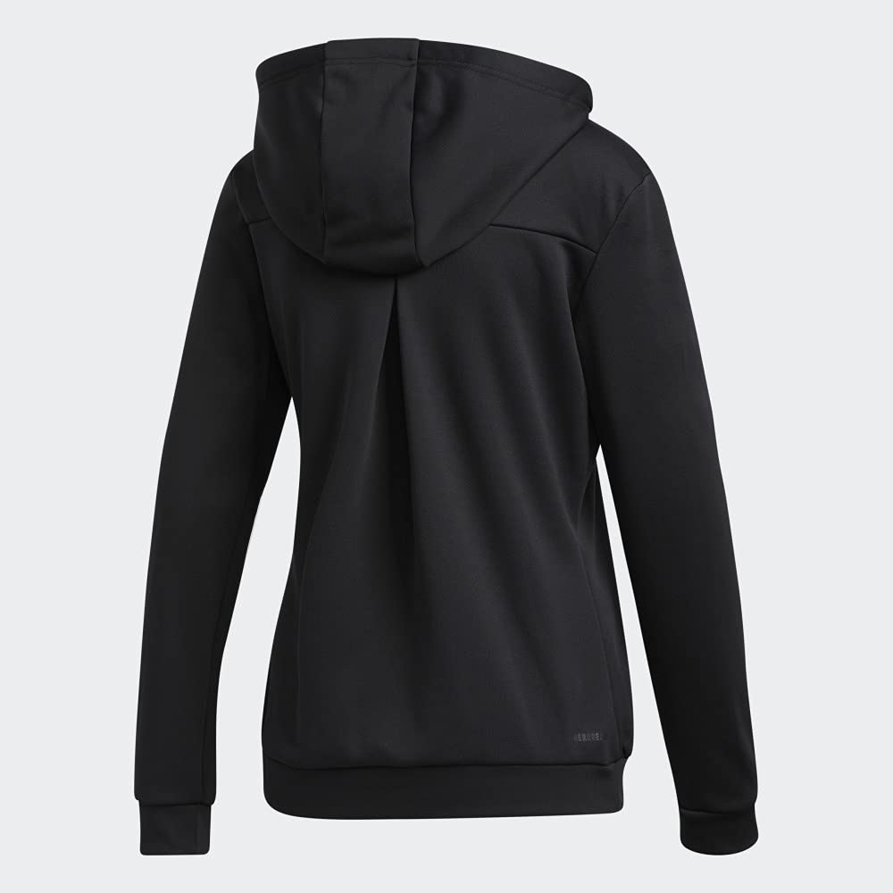 adidas womens Game & Go Pullover Hoodie Black/Metallic Silver X-Small