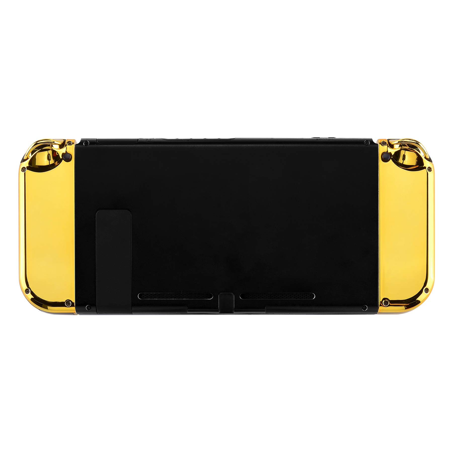 eXtremeRate DIY Replacement Shell Buttons for Nintendo Switch & Switch OLED, Chrome Gold Custom Housing Case with Full Set Button for Joycon Handheld Controller - Console Shell NOT Included