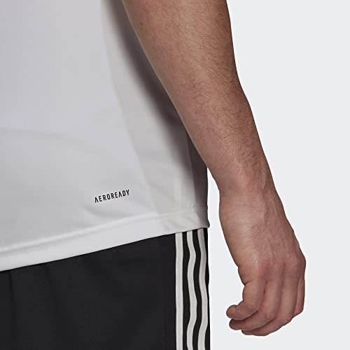 adidas Men's Primeblue Designed 2 Move 3-Stripes Tee, White/Black, Large