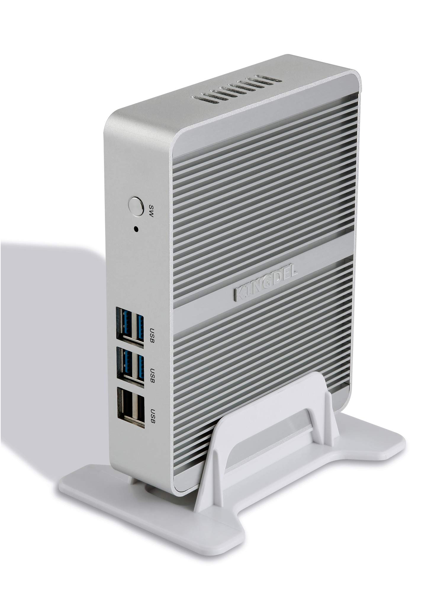KINGDEL Mini Computer, Fanless Nettop with Celeron N3150/J3160/J4125 Quad Core 2.08GHz CPU, 4GB RAM 256GB SSD, 2*LAN, 2*HD, 4*USB 3.0