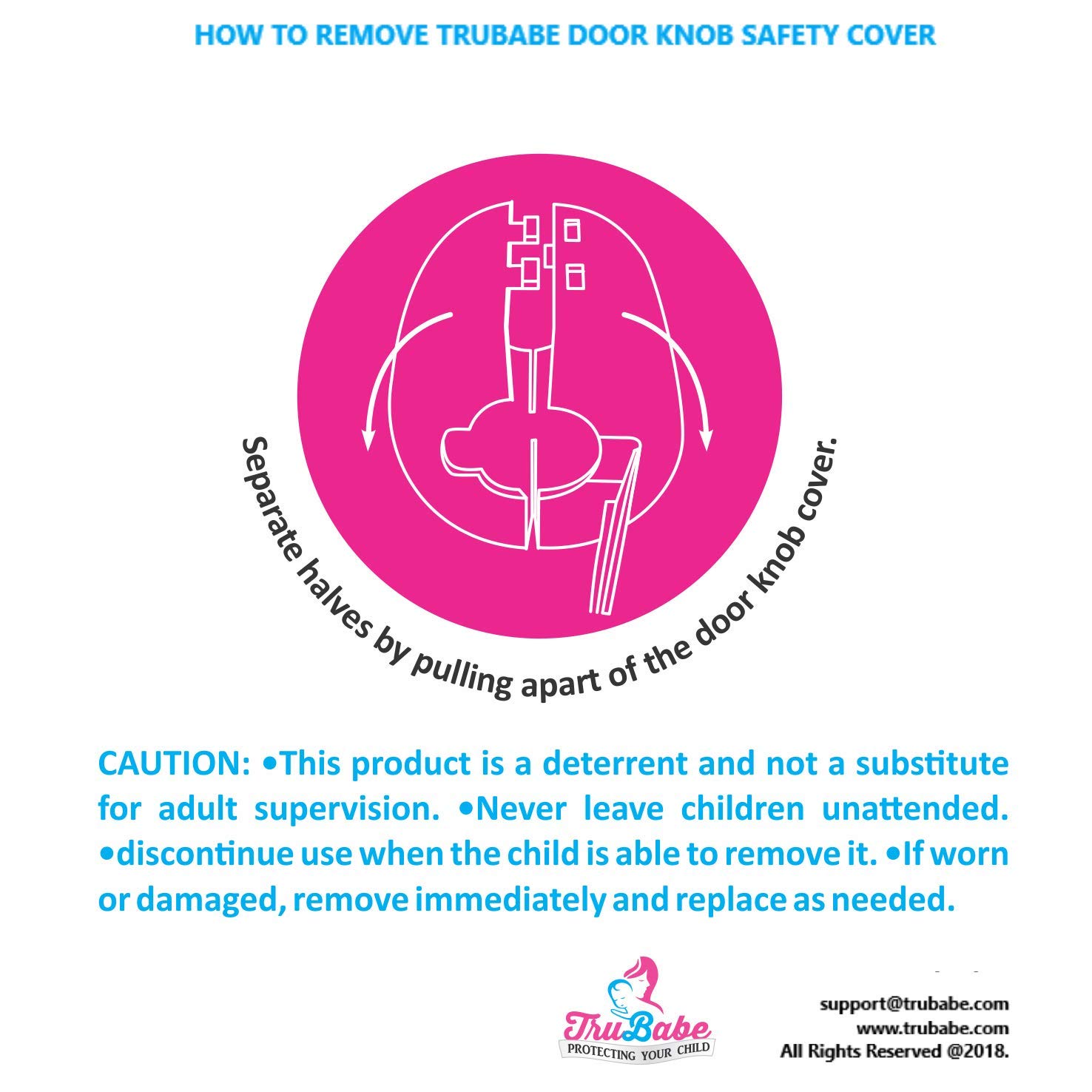 TruBabe Door Knob Safety Covers ChildProof - 4 Pack- Door Knob Covers Safety - Child Proof Safety Locks