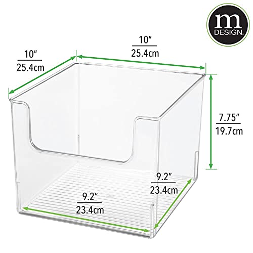 mDesign Modern Plastic Open Front Dip Storage Organizer Bin Basket for Kitchen Organization - Shelf, Cubby, Cabinet, Cupboard, and Pantry Organizing Decor - Ligne Collection - 4 Pack - Clear