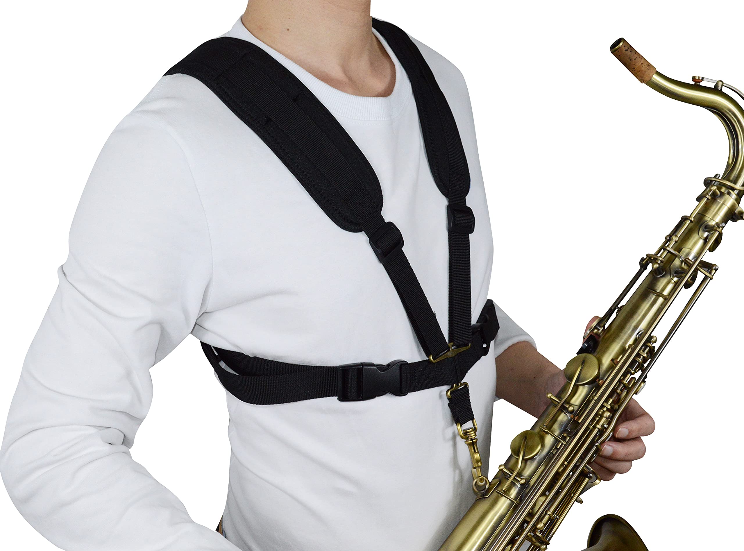 adorence Saxophone Harness Strap, Padded Saxophone Shoulder Strap/Sax Chest Strap - Baritone, Tenor, Alto and Bari Sax Strap for Regular Beginner, Medium