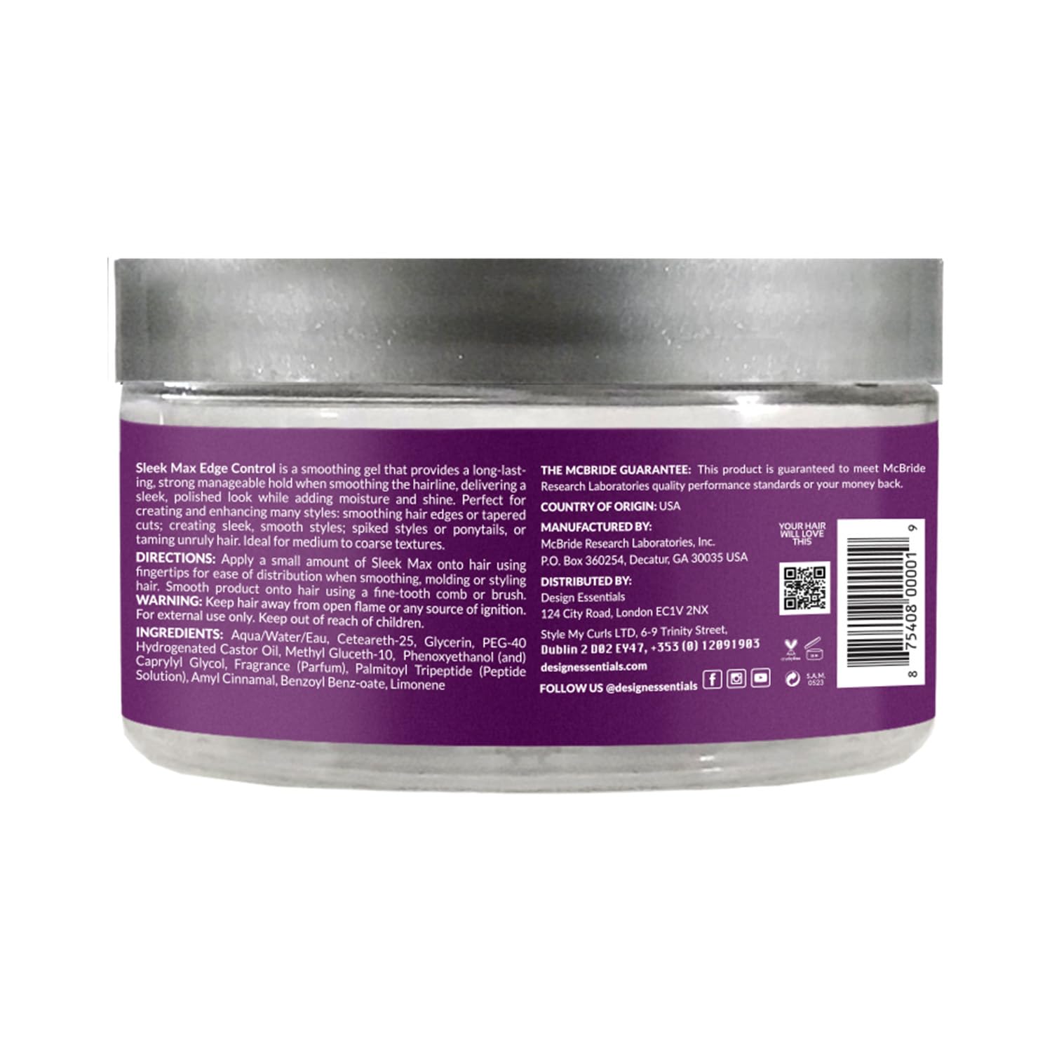 Design Essentials Sleek MAX Edge Control For Smooth All Day Hold & Style, 2.3 Ounce