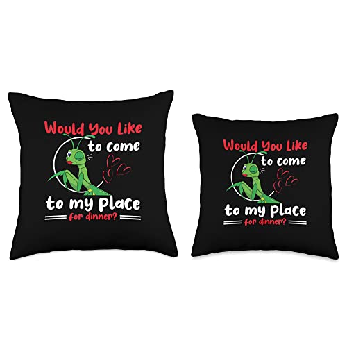 Praying Mantis Costume Insect Lover Bug Mantises Come to My Place for Dinner Insect Women Praying Mantis Throw Pillow, 16x16, Multicolor