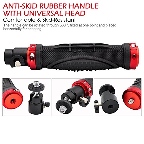 AFUNTA Pro Handheld video DSLR Camera Stabilizer Steady Compatible GoPro Cannon Nikon Sony Camera Cam Camcorder DV Smartphone up to 2.1 lbs with Smooth Pro Steady Glide -Red/Silver/Black