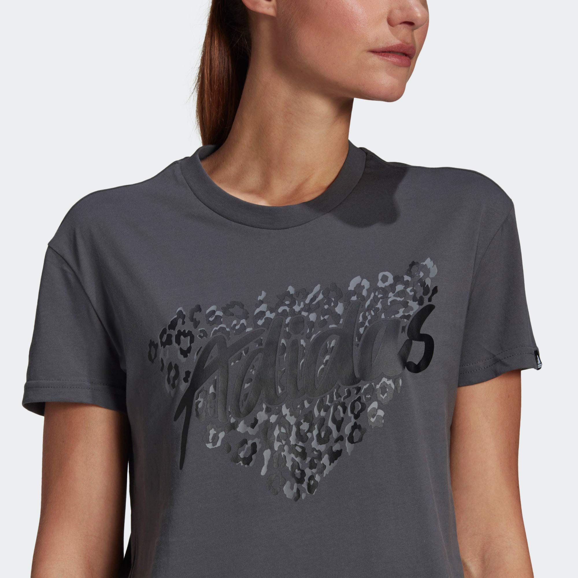 adidas womens Leo Graphic Tee Grey Small
