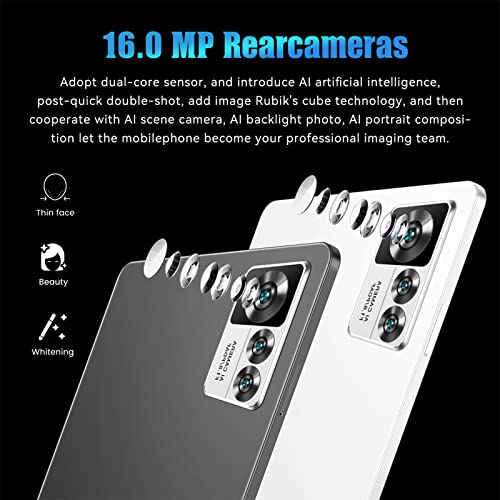 AMONIDA Tablet PC, 8GB RAM 256GB ROM Dual Card Dual Standby 100β240V Front 800W Rear 1600W 5GWIFI 10.1in Tablet for School for Students for Office (US Plug)